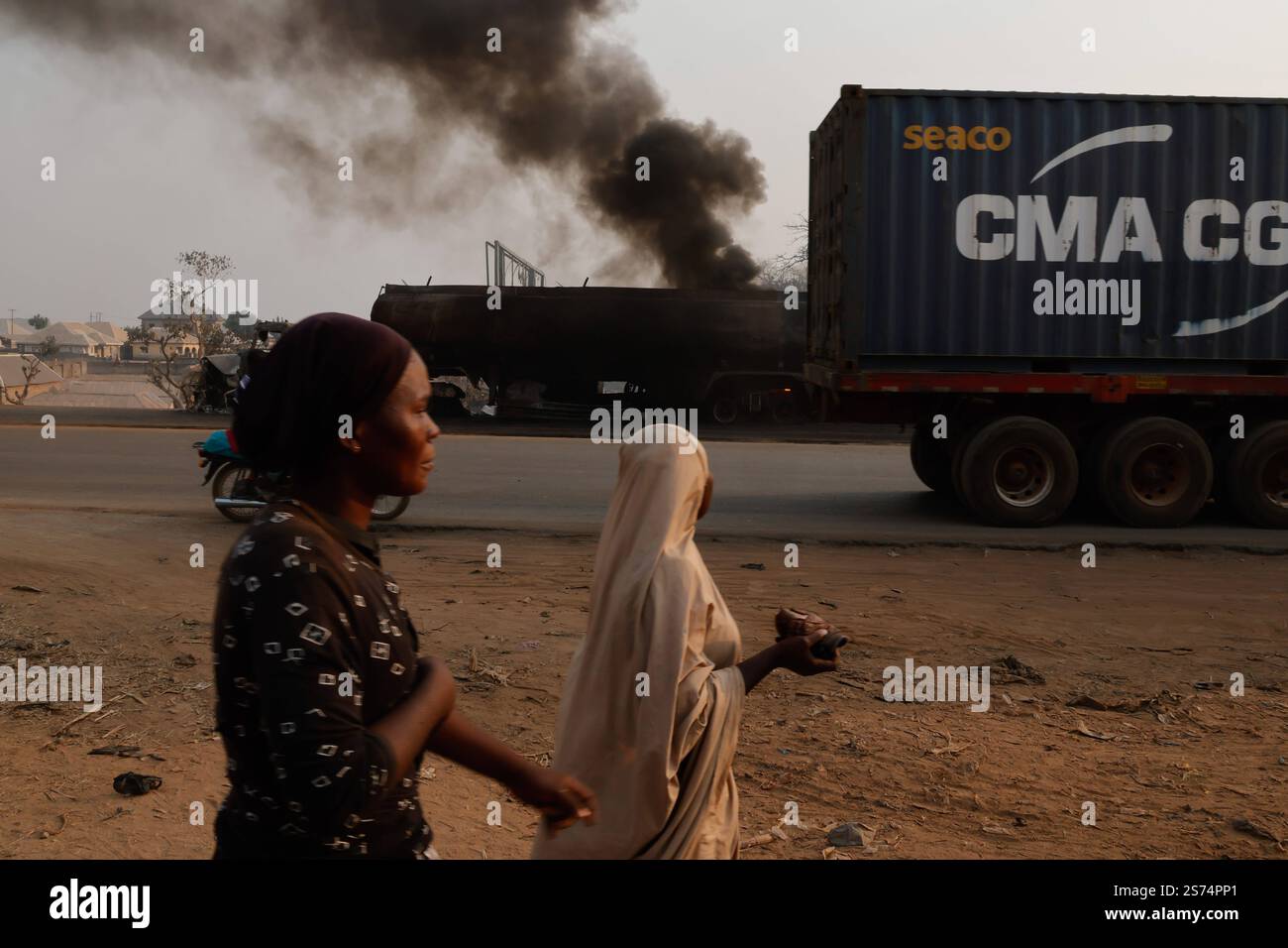 Fuel tanker explosion kills 70 in Nigeria A general view at the scene ...