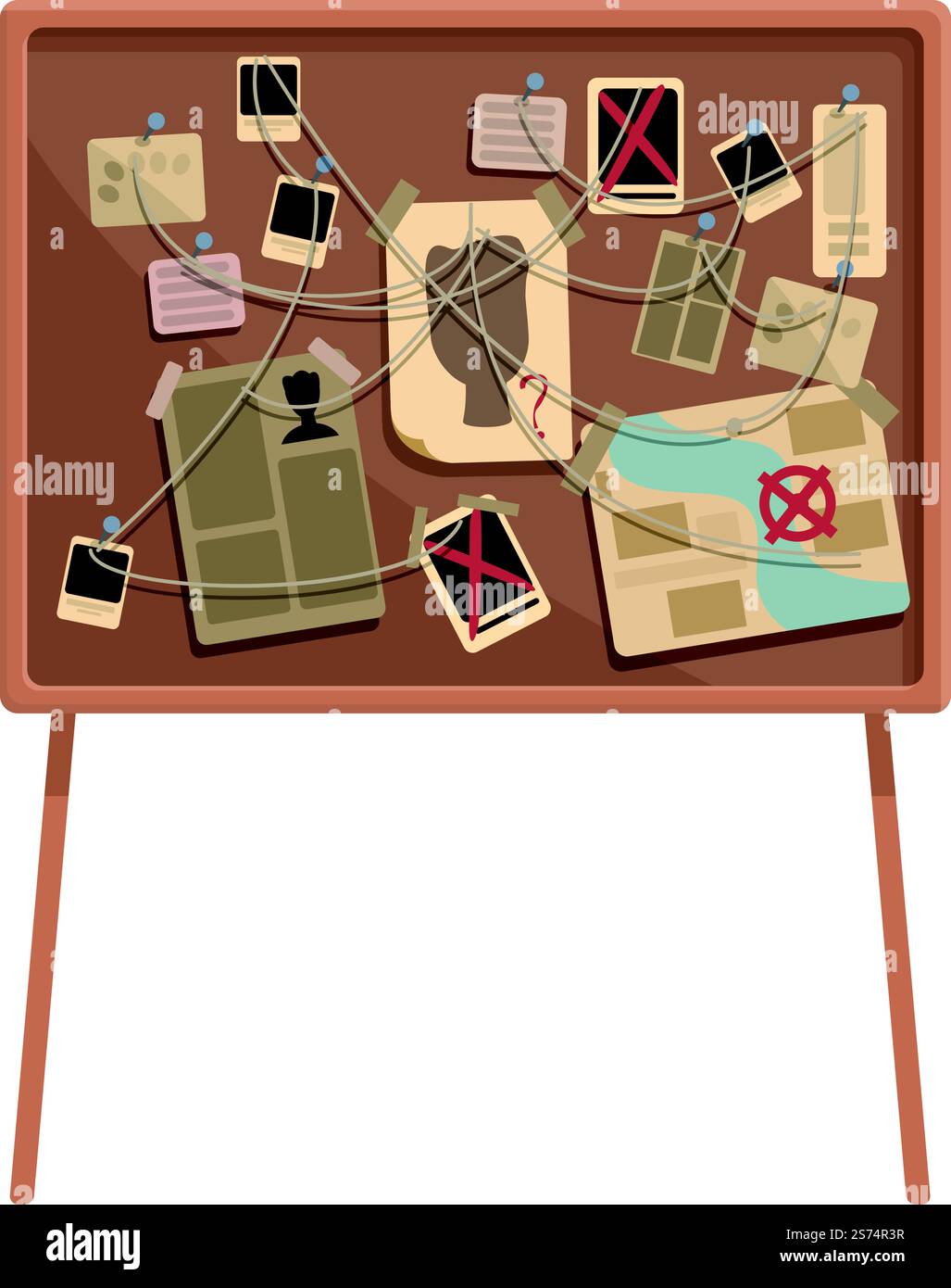 Board investigation icon cartoon vector. Crime detective. Coat solve. Board investigation icon ...