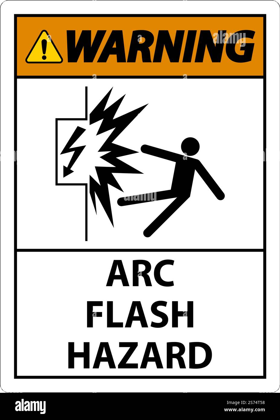 Warning Arc Flash Hazard Sign On White Background Stock Vector Image ...