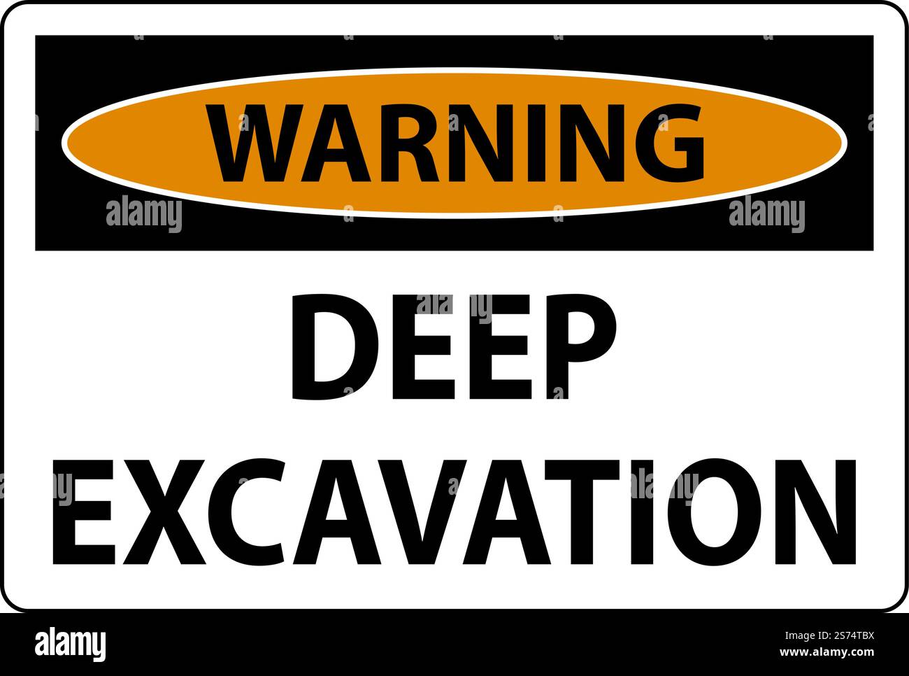 Deep Excavation Warning Sign On White Background Stock Vector Image ...