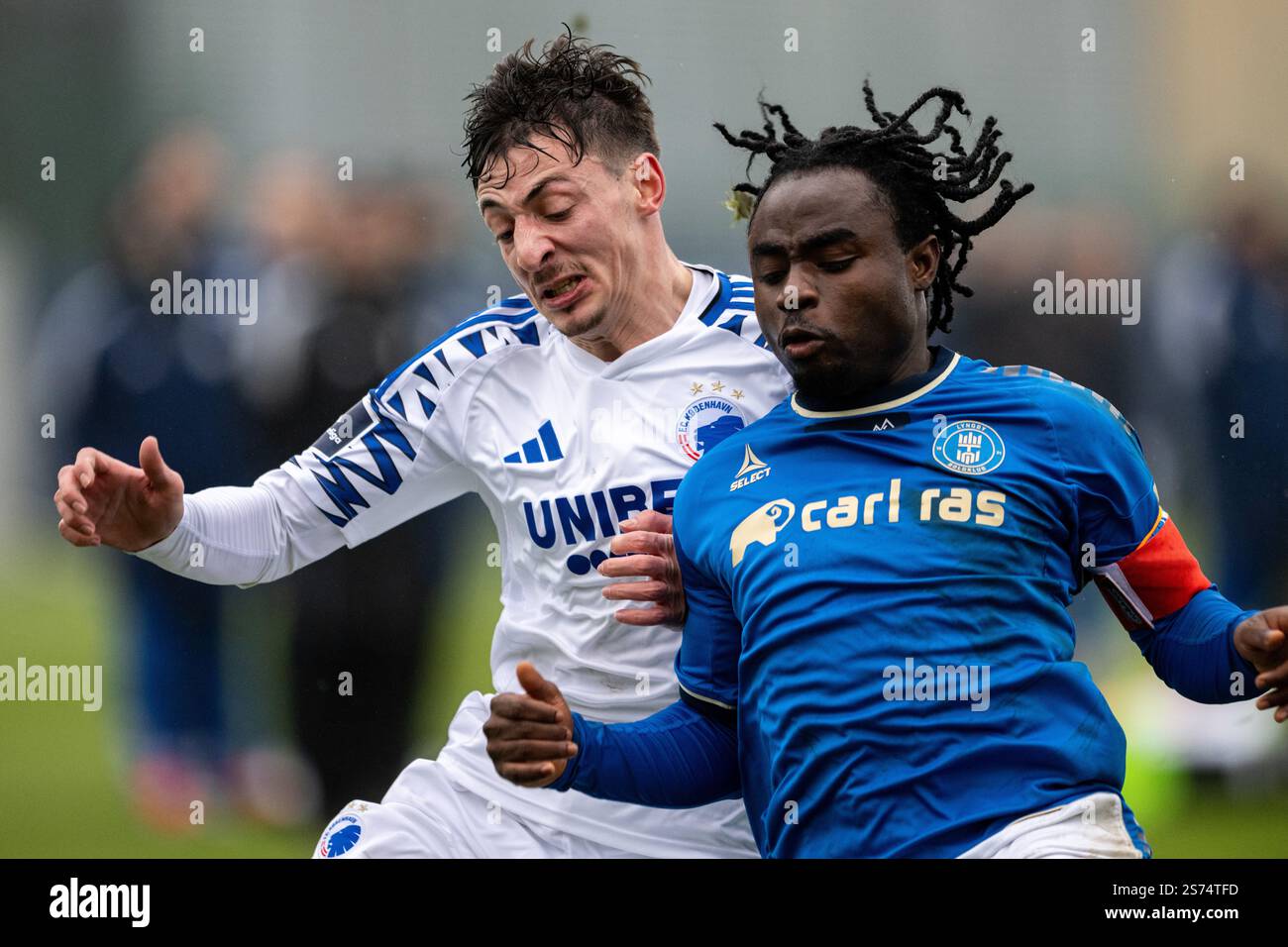 Copenhagen, Denmark. 18th Jan, 2025. Giorgi Gocholeishvili (L) of FC ...