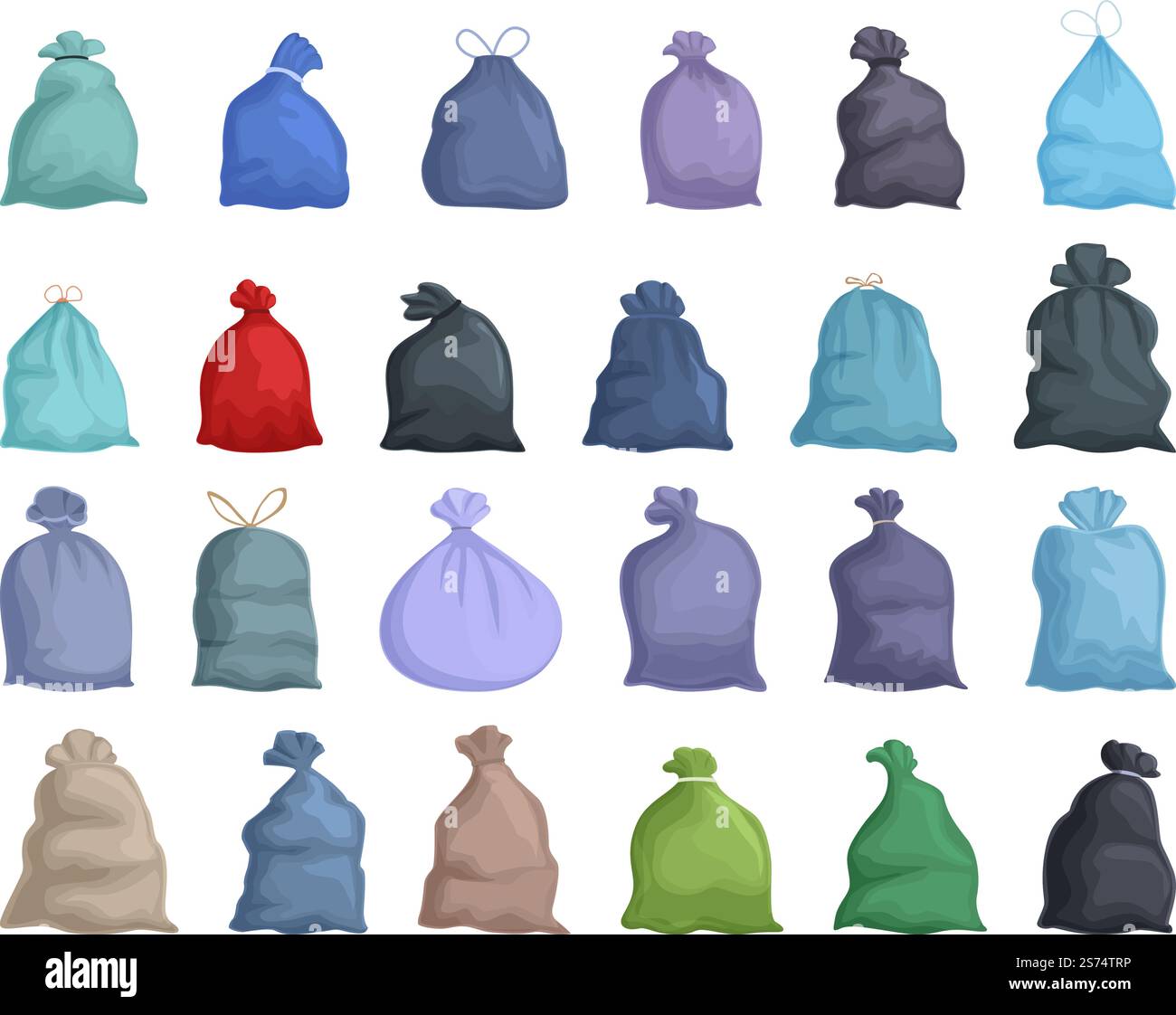 Garbage bags icons set cartoon vector. Clean basket. Garbage bin ...