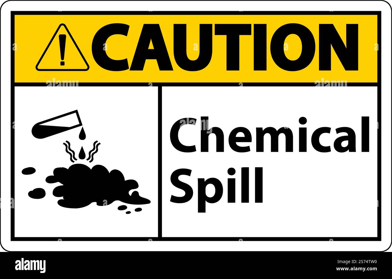 Caution Chemical Spill Sign On White Background Stock Vector Image ...