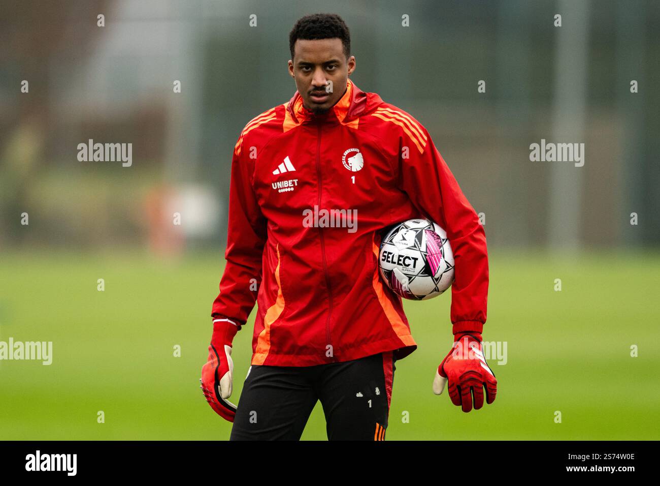 Copenhagen, Denmark. 18th Jan, 2025. Goalkeeper Nathan Trott (1) of FC ...