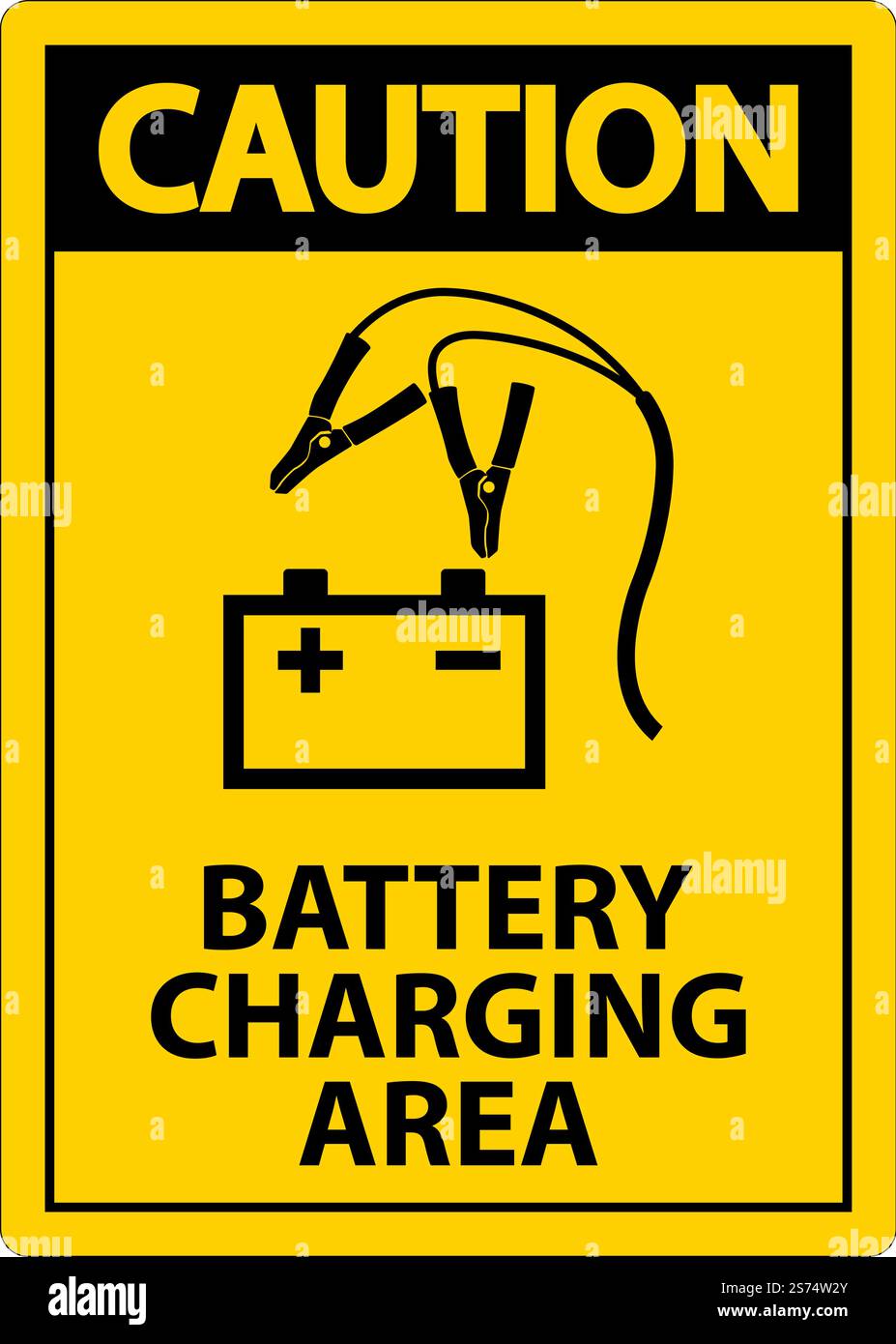 Caution Battery Charging Area Sign On White Background Stock Vector ...