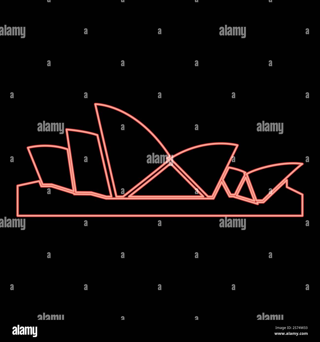 Neon sydney opera house red color vector illustration image flat style ...