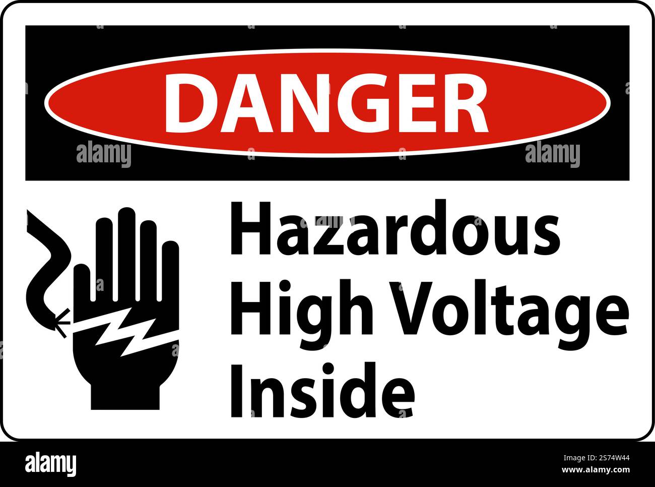 Danger Hazardous High Voltage Inside Sign On White Background Stock Vector Image & Art - Alamy