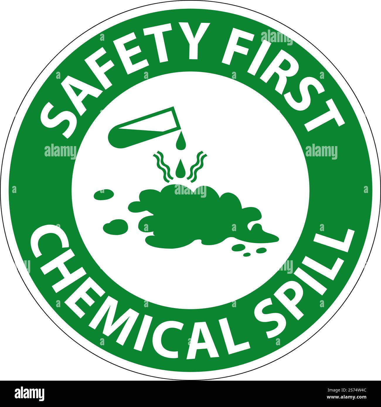 Safety First Chemical Spill Sign On White Background Stock Vector Image ...