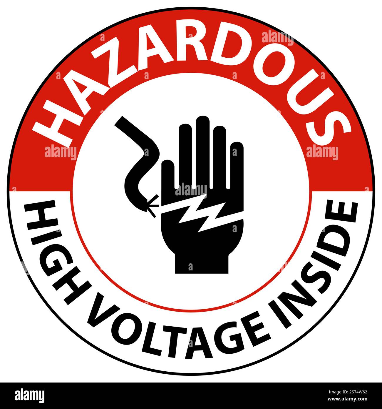 Danger Hazardous High Voltage Inside Sign On White Background Stock ...