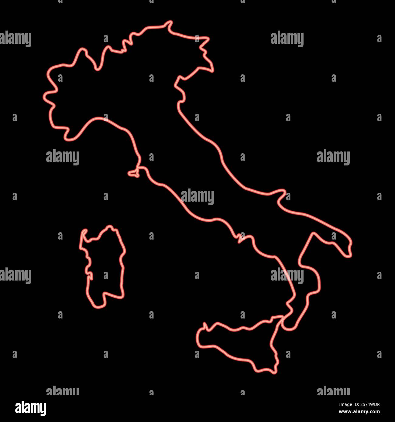 Neon map of italy red color vector illustration image flat style light ...