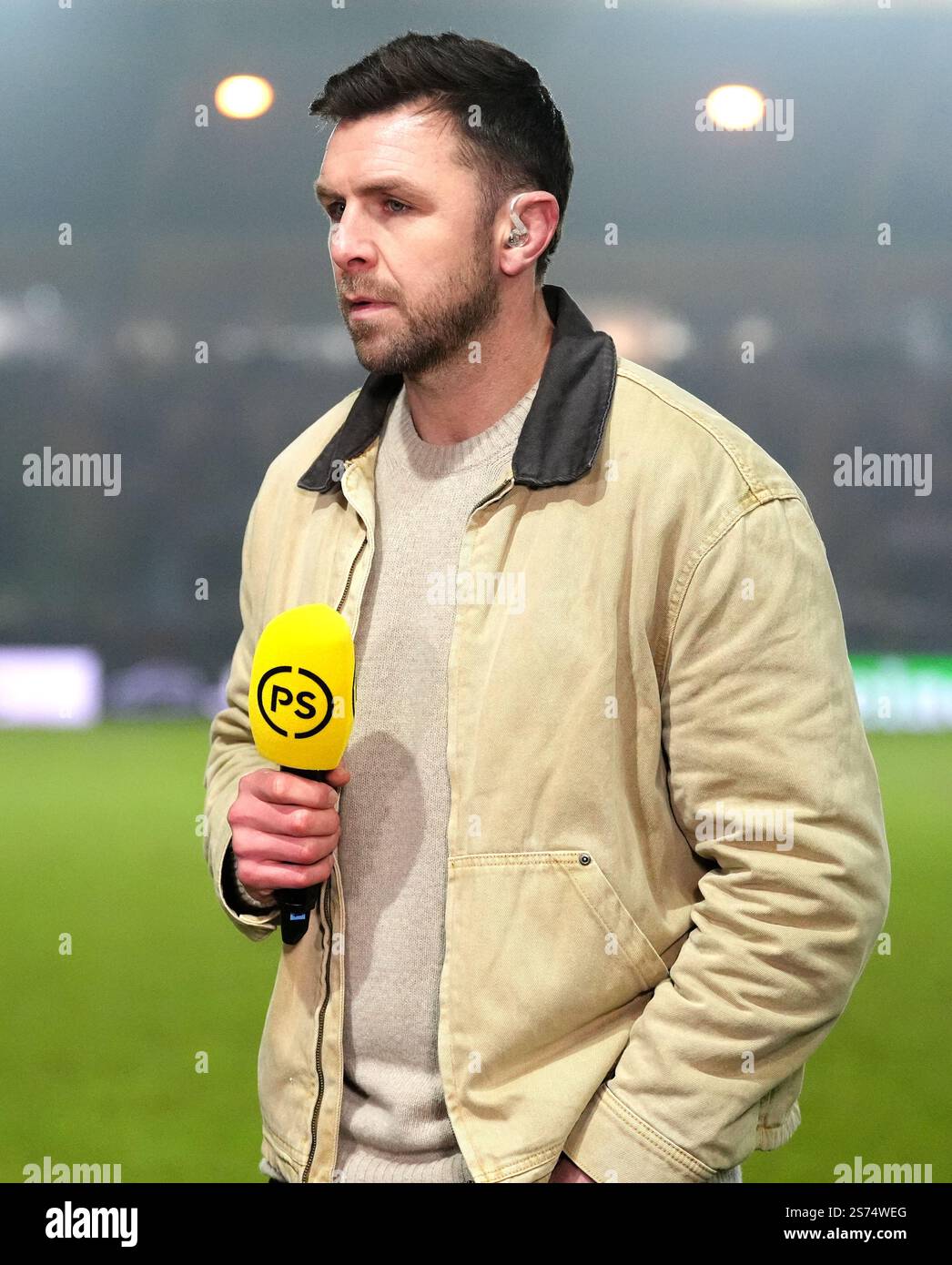 Premier Sports TV's Ryan Wilson at half-time during the Investec ...