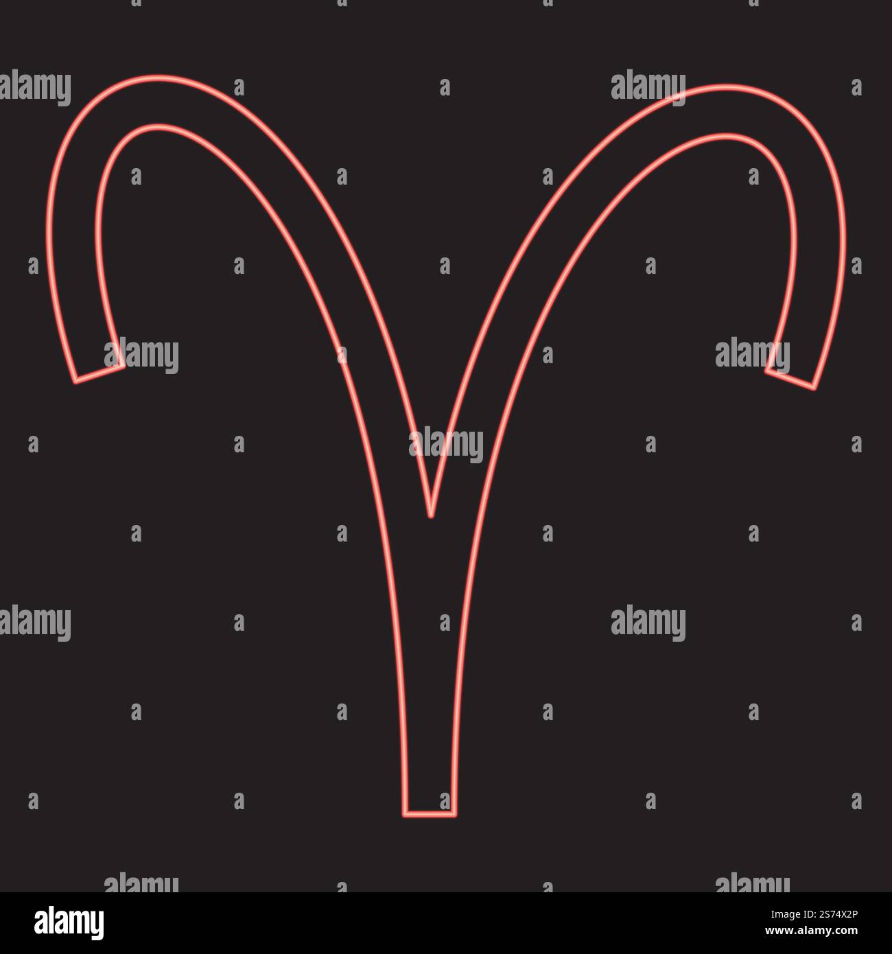 Neon aries symbol red color vector illustration image flat style light. Neon aries symbol red ...