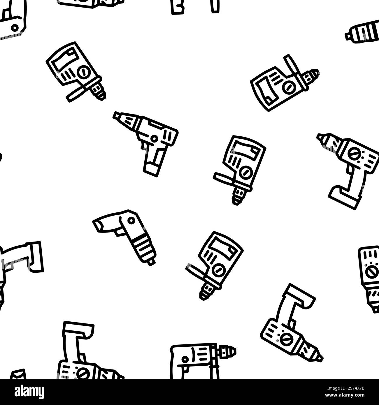 drill equipment construction vector seamless pattern thin line ...