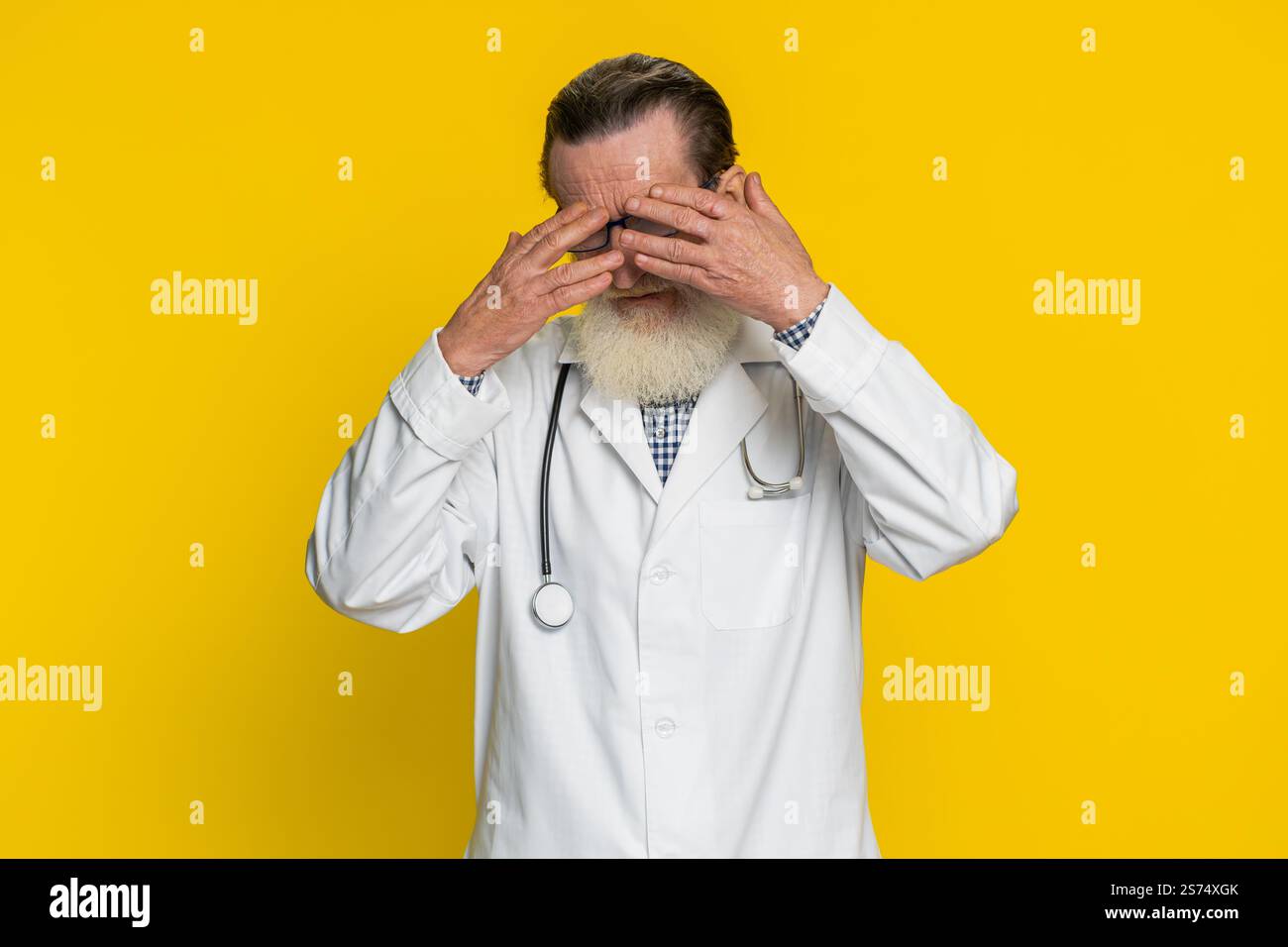 Don't want to look at this awful. Afraid shocked senior elderly doctor ...