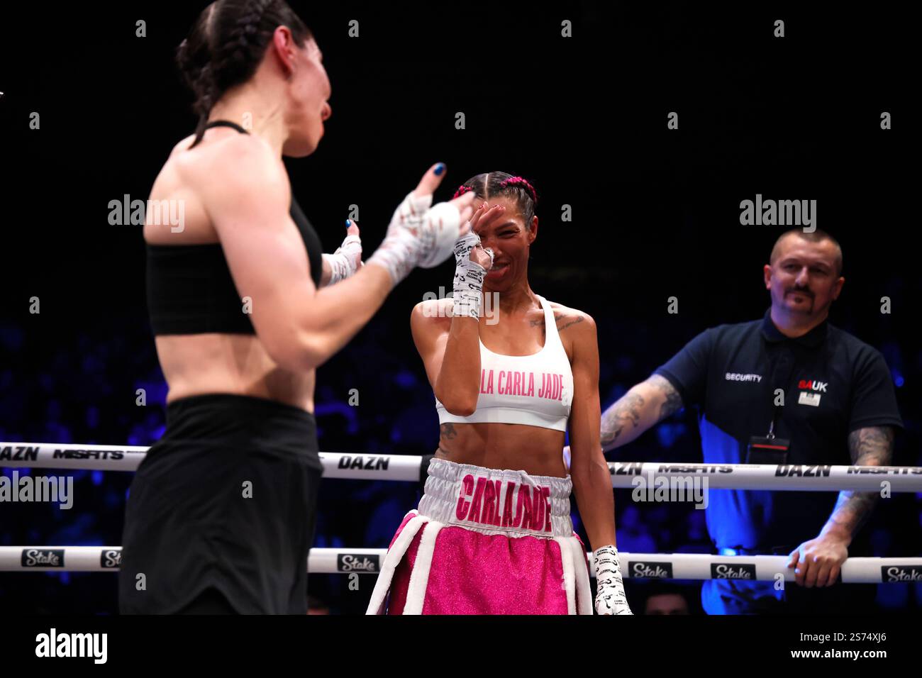 Carla Jade (right) and Melanie Shah following the Misfit Light Title ...