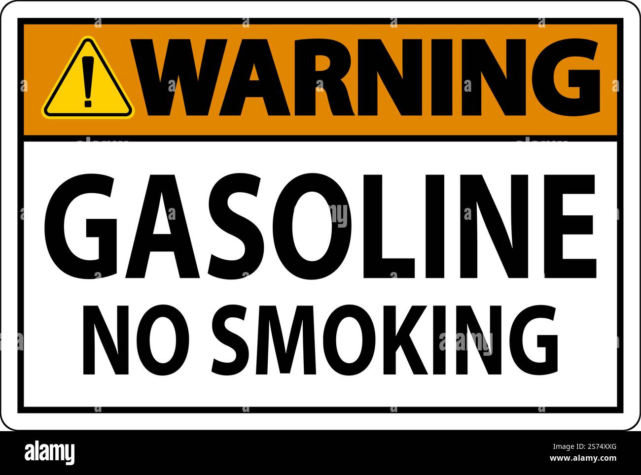 Warning Sign Gasoline, No Smoking On White Background Stock Vector ...
