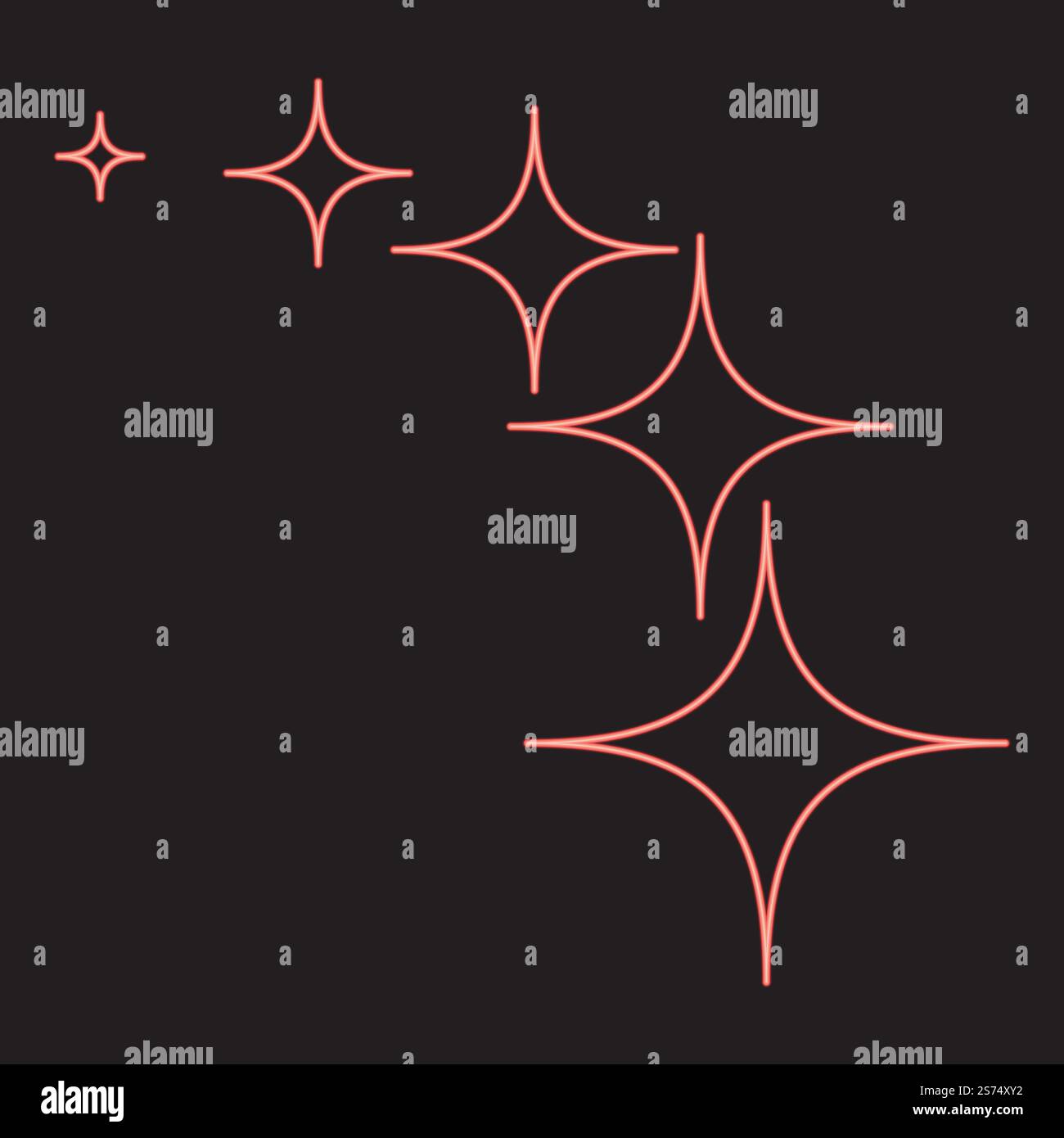Neon stars on track five items red color vector illustration image flat ...