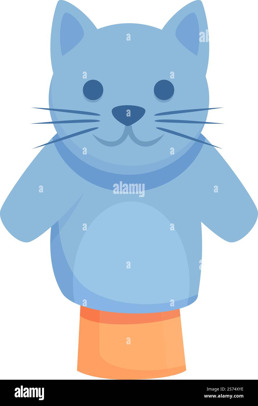 Grey cat puppet icon cartoon vector. Show stage. Sock doll. Grey cat ...