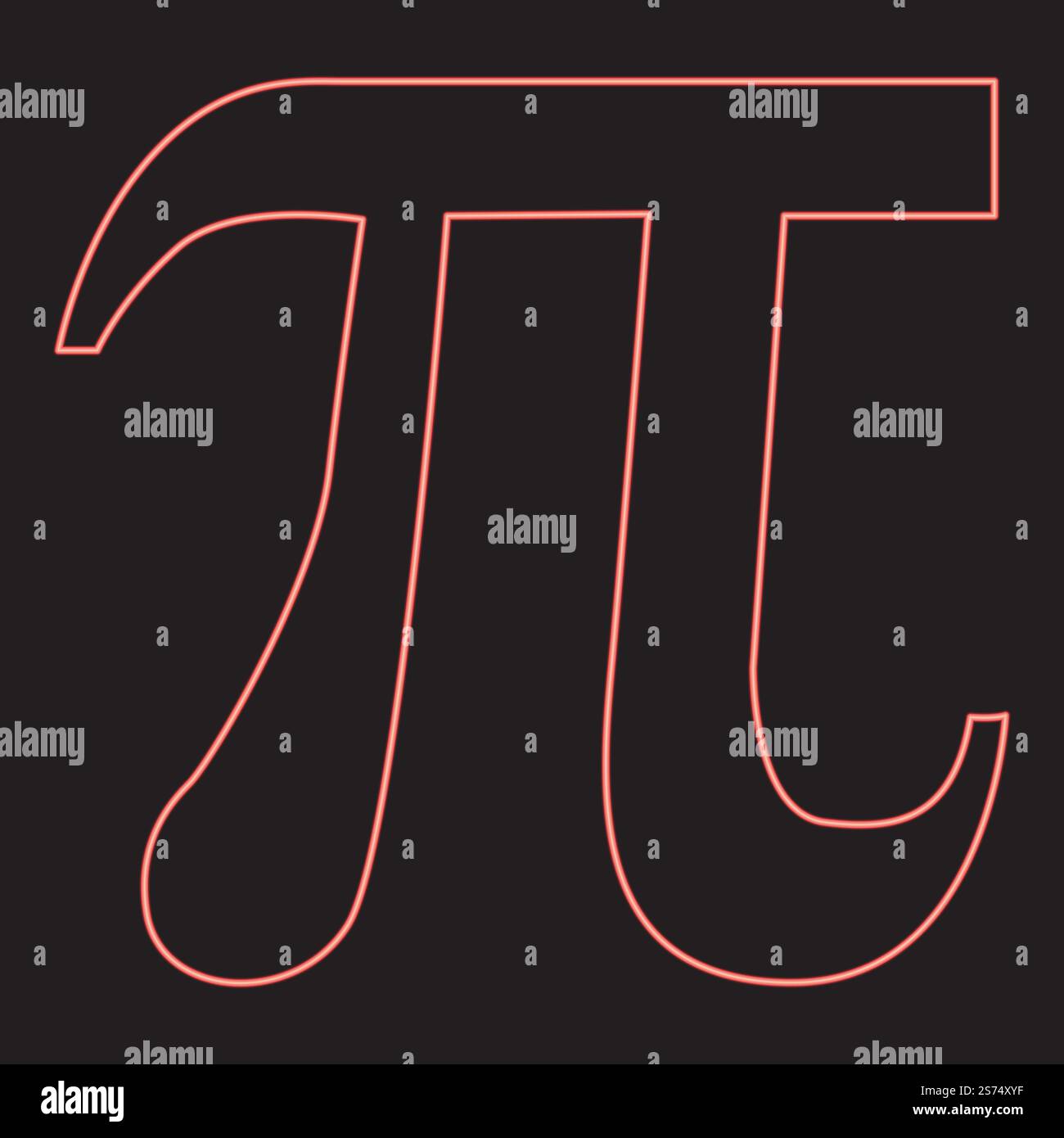 Neon symbol pi red color vector illustration image flat style light ...