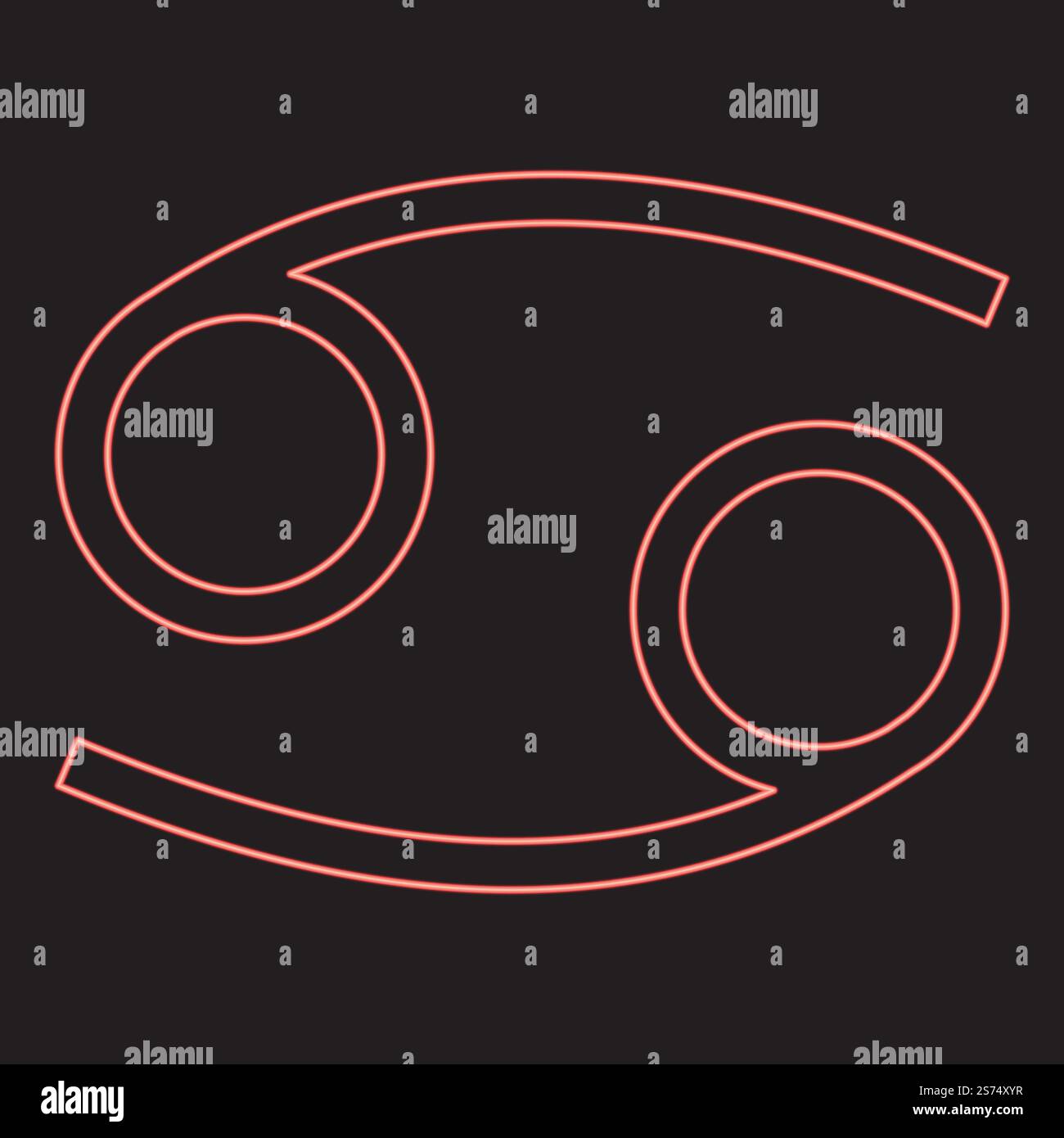 Neon cancer zodiac symbol crawfish sign red color vector illustration ...