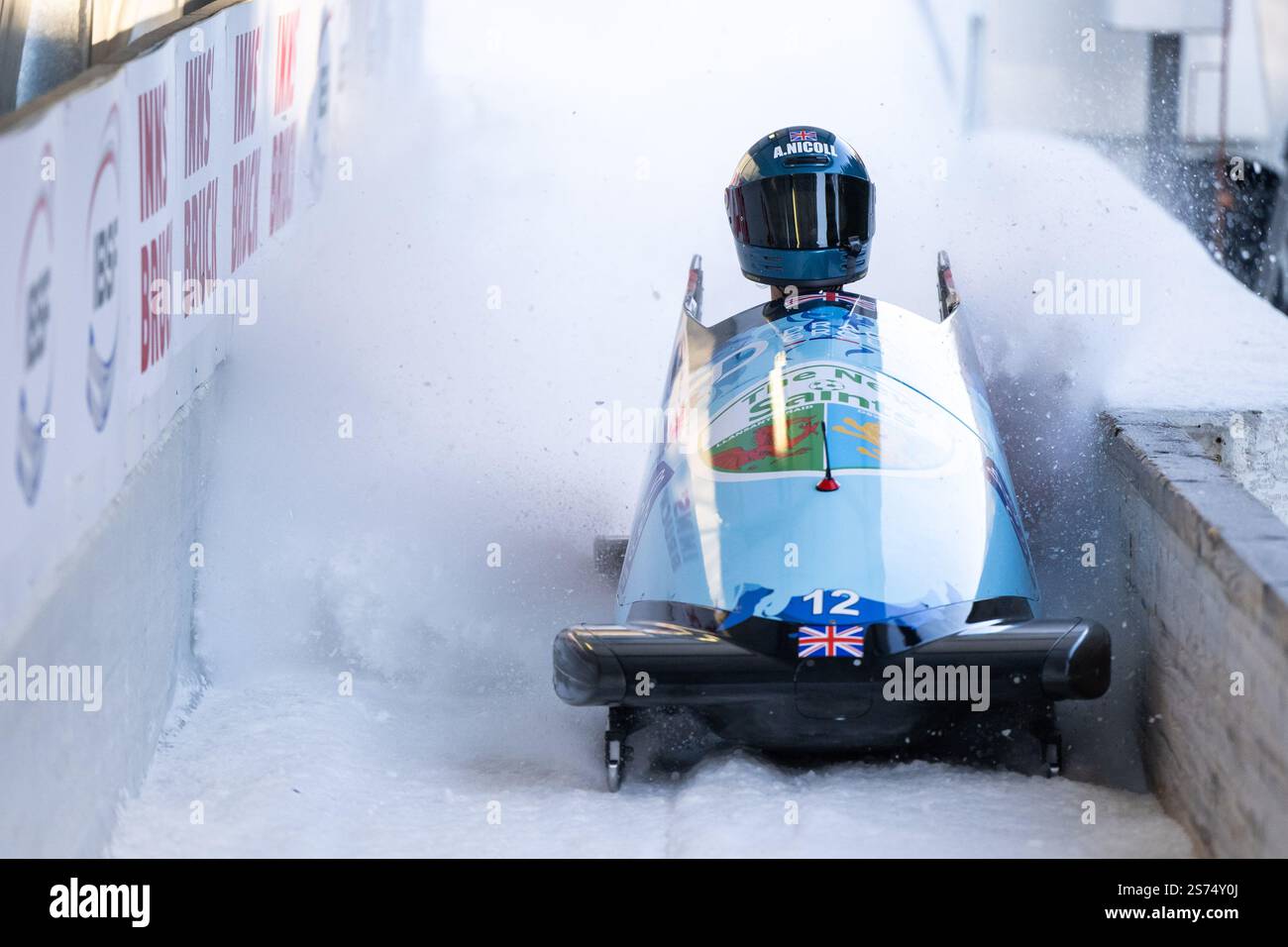 Adele Nicoll (Großbritannien) im Ziel, AUT, IBSF Bob Weltcup Innsbruck ...