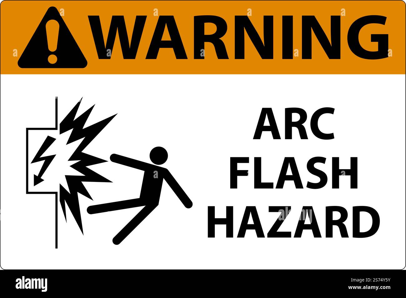 Warning Arc Flash Hazard Sign On White Background Stock Vector Image ...
