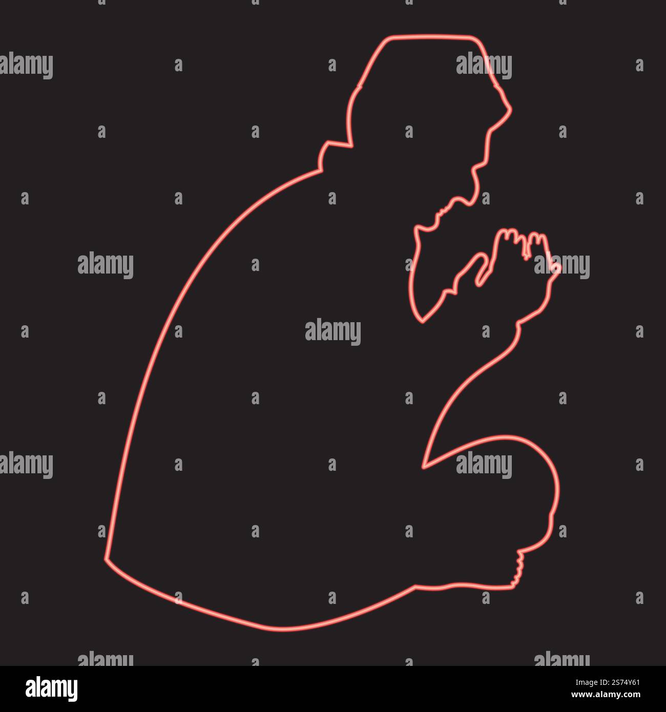 Neon praying muslim red color vector illustration image flat style ...