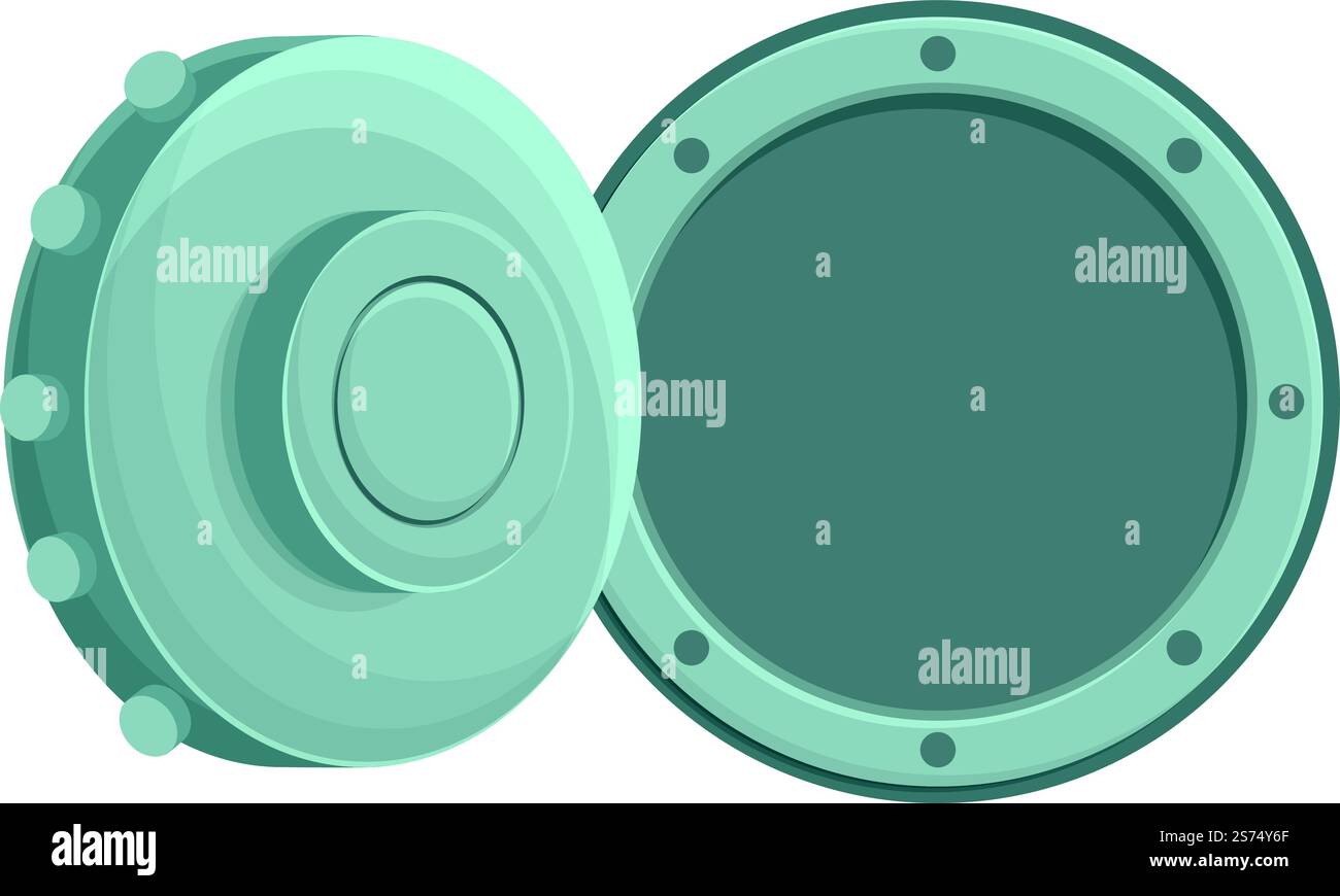 Round door shelter icon cartoon vector. Bomb bunker. Game safe. Round ...