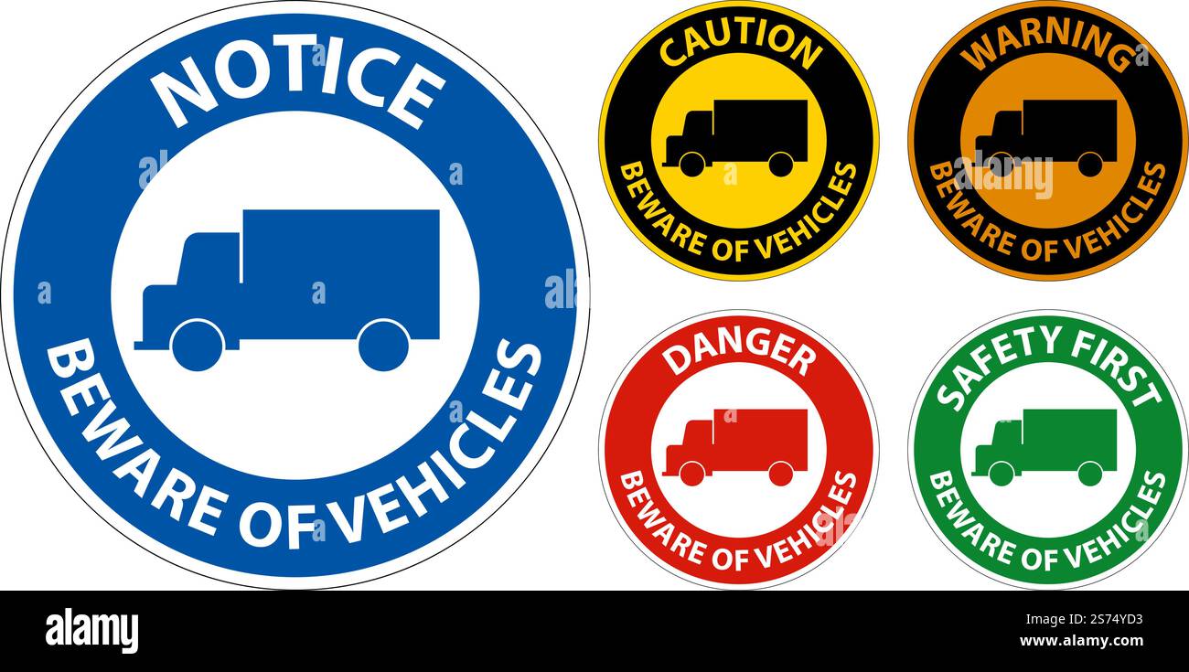 Beware of Vehicles Sign On White Background Stock Vector Image & Art ...