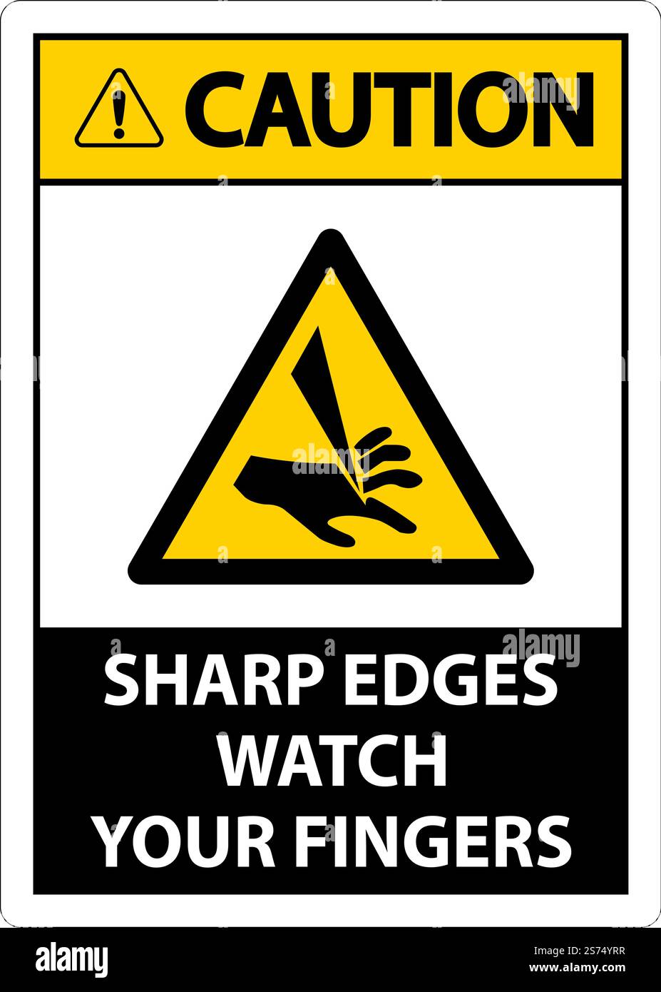 Caution Sharp Edges Watch Your Fingers On White Background Stock Vector ...