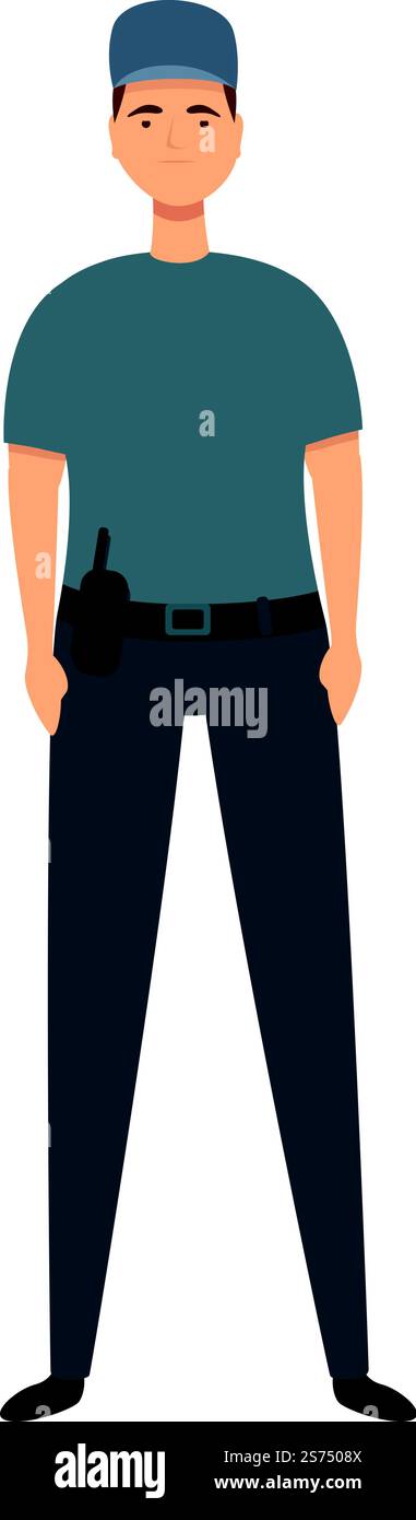 Police guard icon cartoon vector. Officer man. Car patrol. Police guard ...