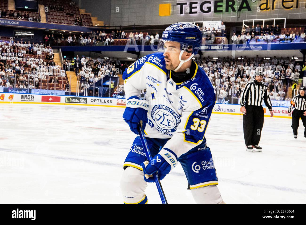 Leksand, Sverige. 18th Jan, 2025. 250118 Leksands Eddie Larsson under ishockeymatchen i SHL ...