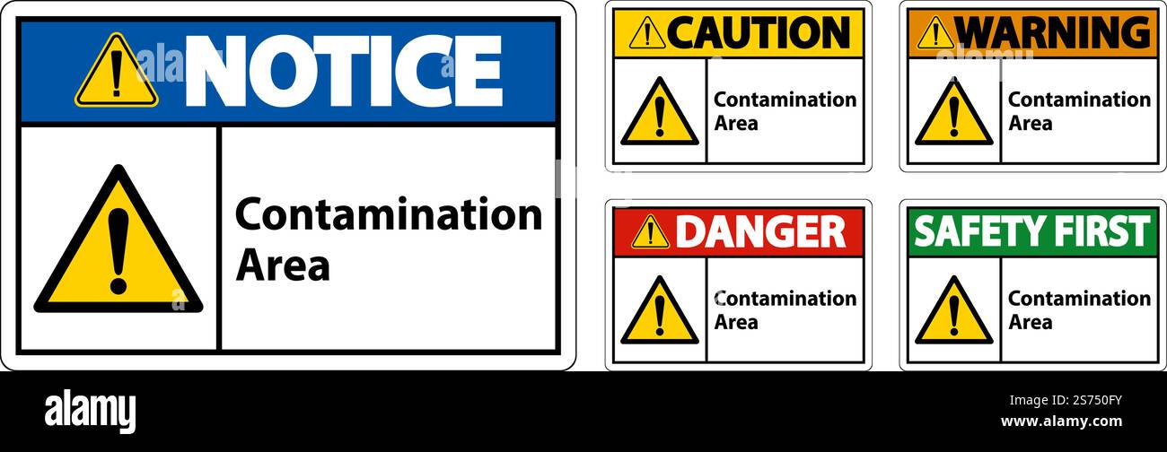 Contamination Area Warning Sign On White Background Stock Vector Image ...
