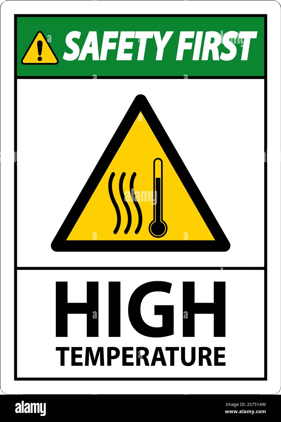 Safety First High temperature symbol and text safety sign Stock Vector ...