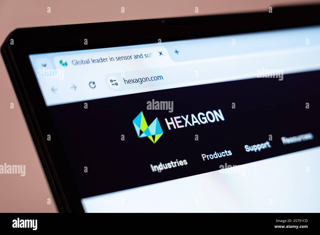 New York, USA - January 17, 2025: Hexagon website displayed on laptop ...