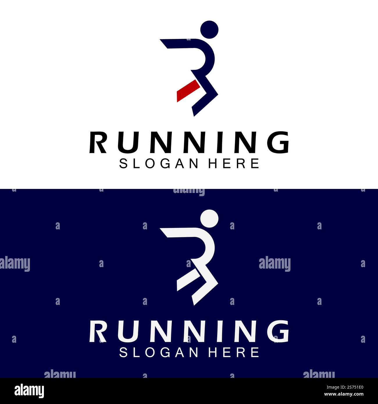 Letter R for running logo design combination letter R and people Stock ...
