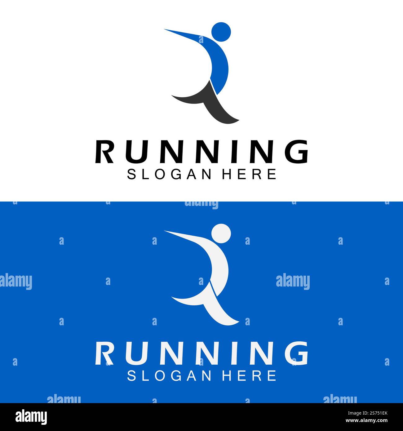 Letter R for running logo design combination letter R and people Stock ...