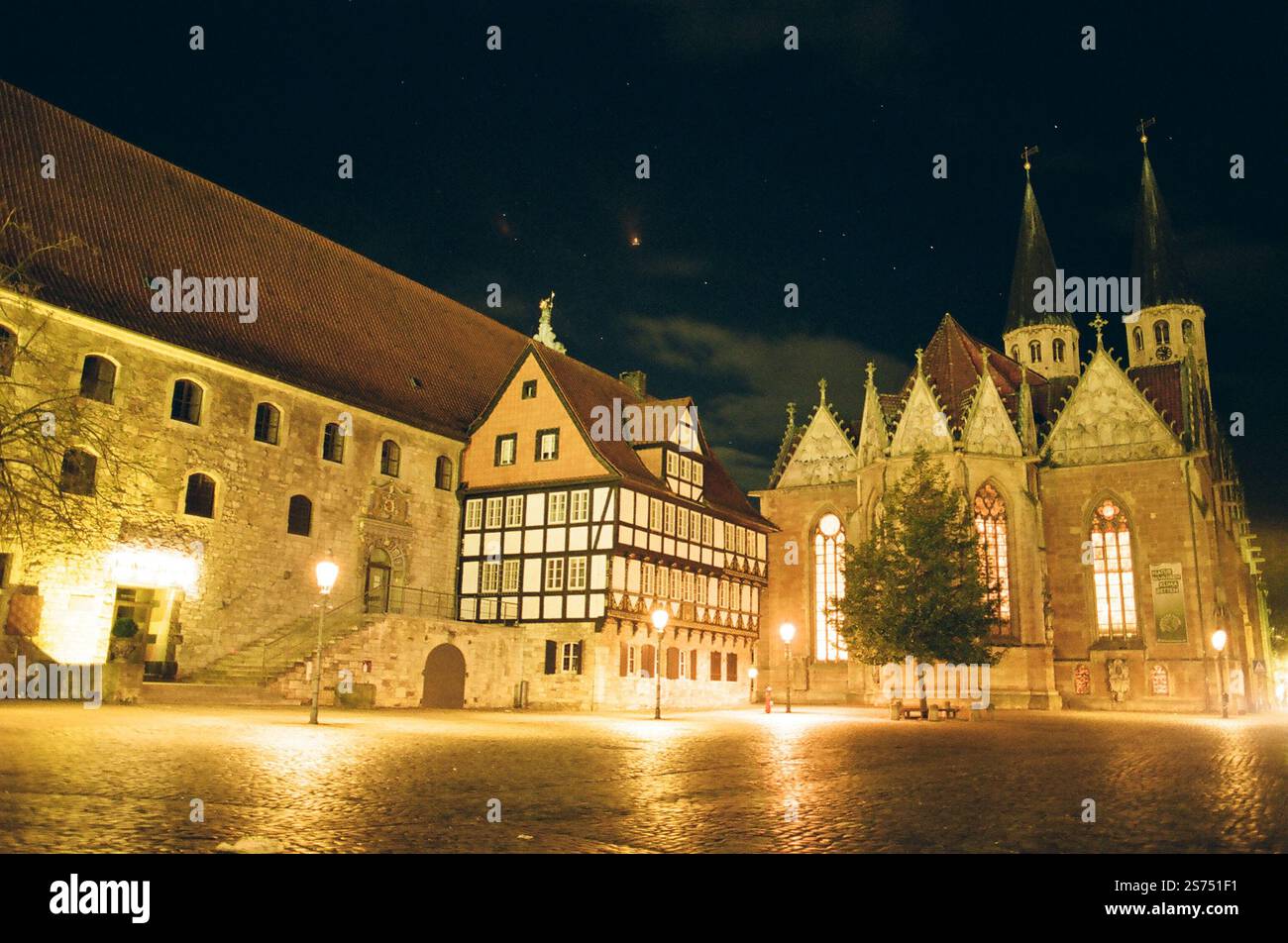Old town square of Braunschweig, Germany in night lights Stock Photo ...