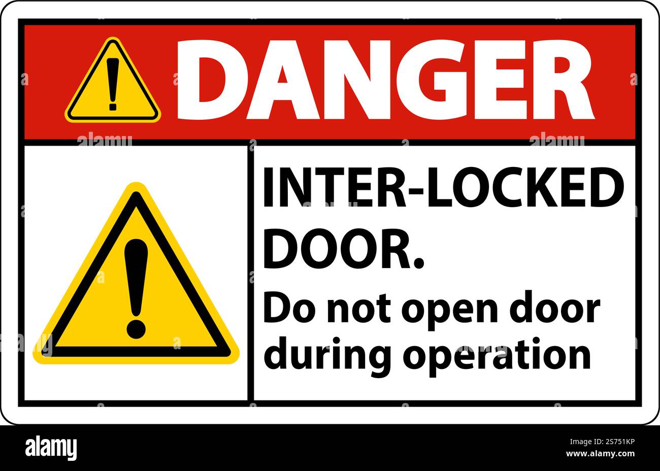 Safety sign danger Interlock doors do not open door during operation ...