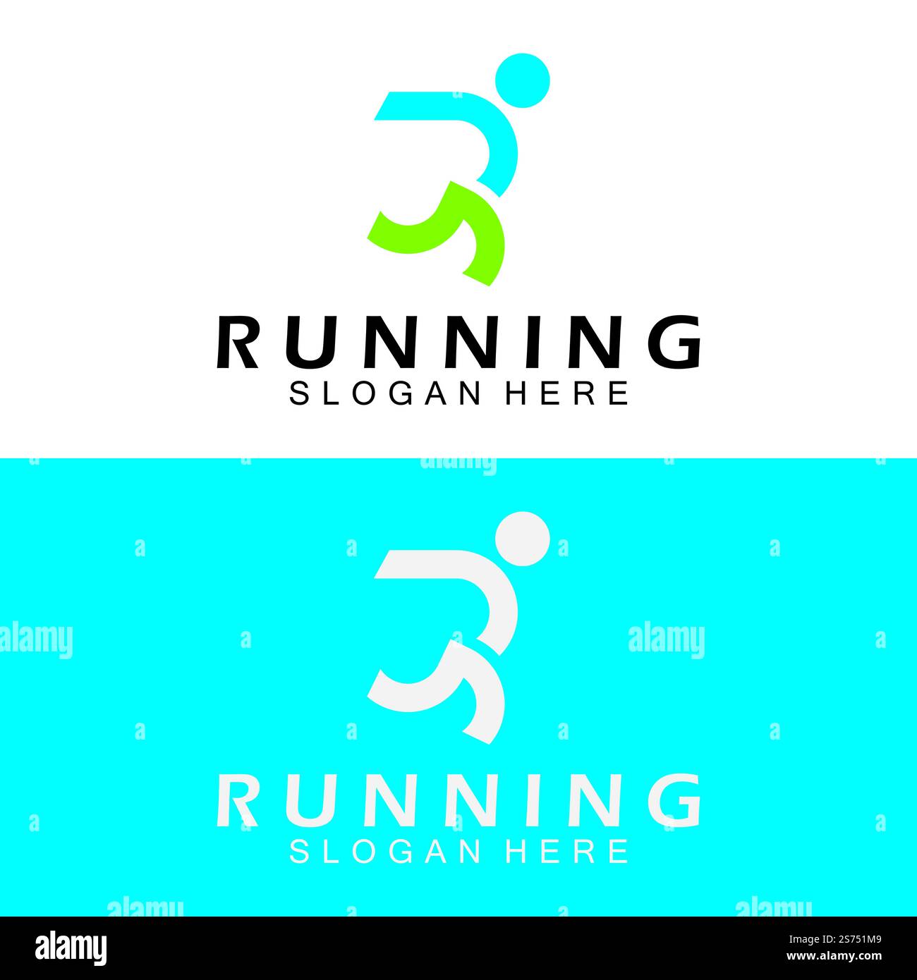 Letter R for running logo design combination letter R and people Stock ...