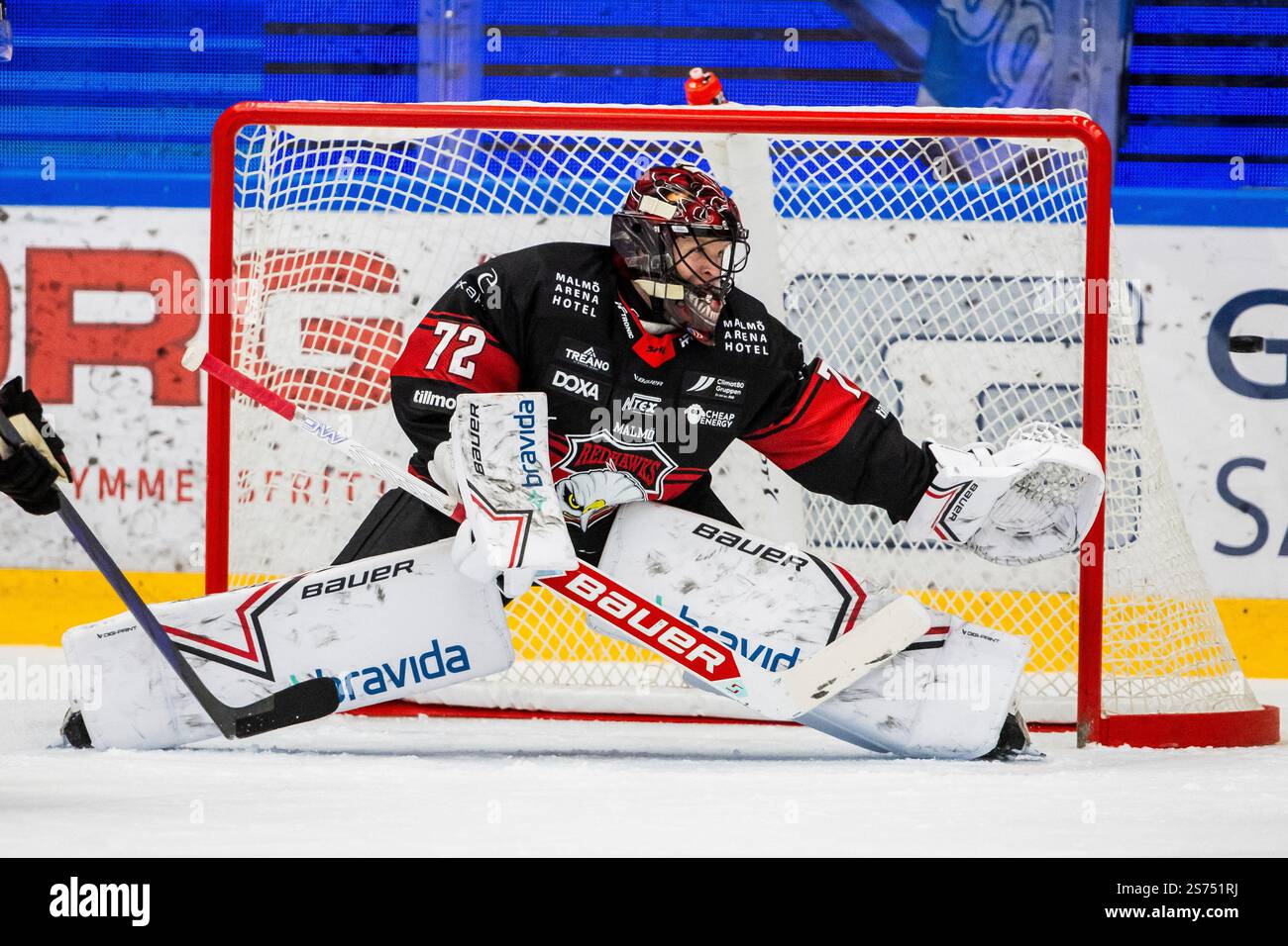 Leksand, Sverige. 18th Jan, 2025. 250118 Malmö Redhawks målvakt Daniel Marmenlind under ...