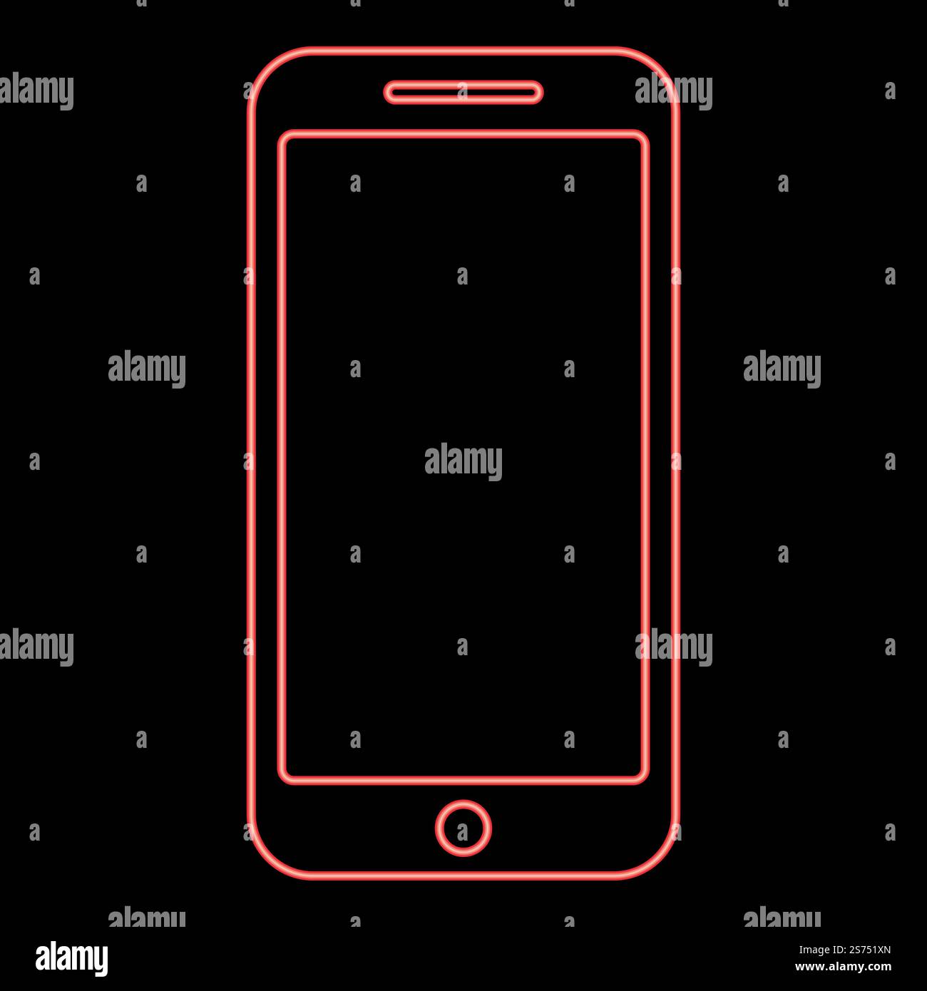 Neon smartphone red color vector illustration image flat style light ...