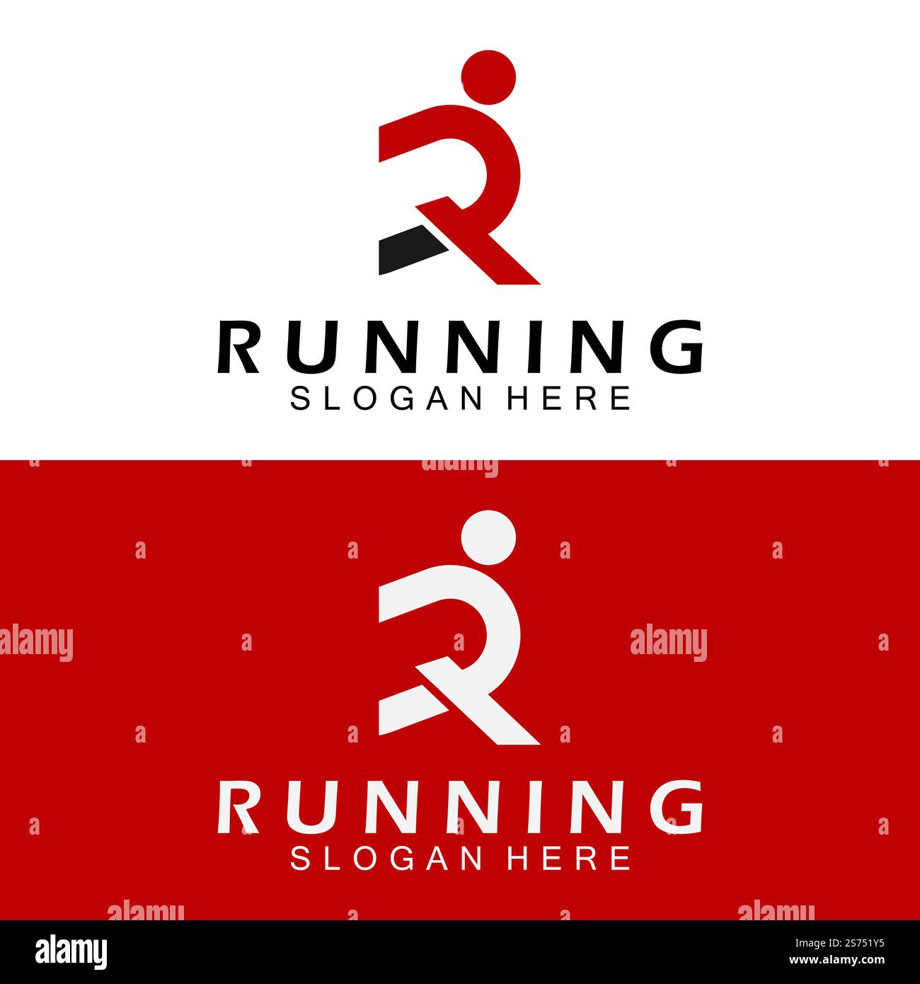 Letter R for running logo design combination letter R and people Stock ...