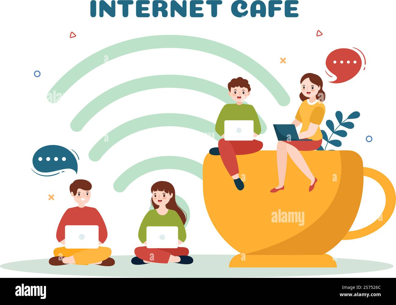 Internet Cafe of Young People Playing Games, Workplace use a Laptop ...