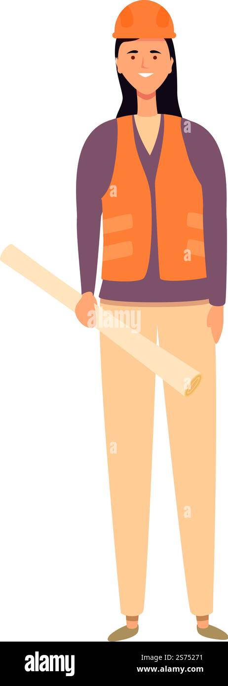 Female engineer icon cartoon vector. Woman worker. People builder ...