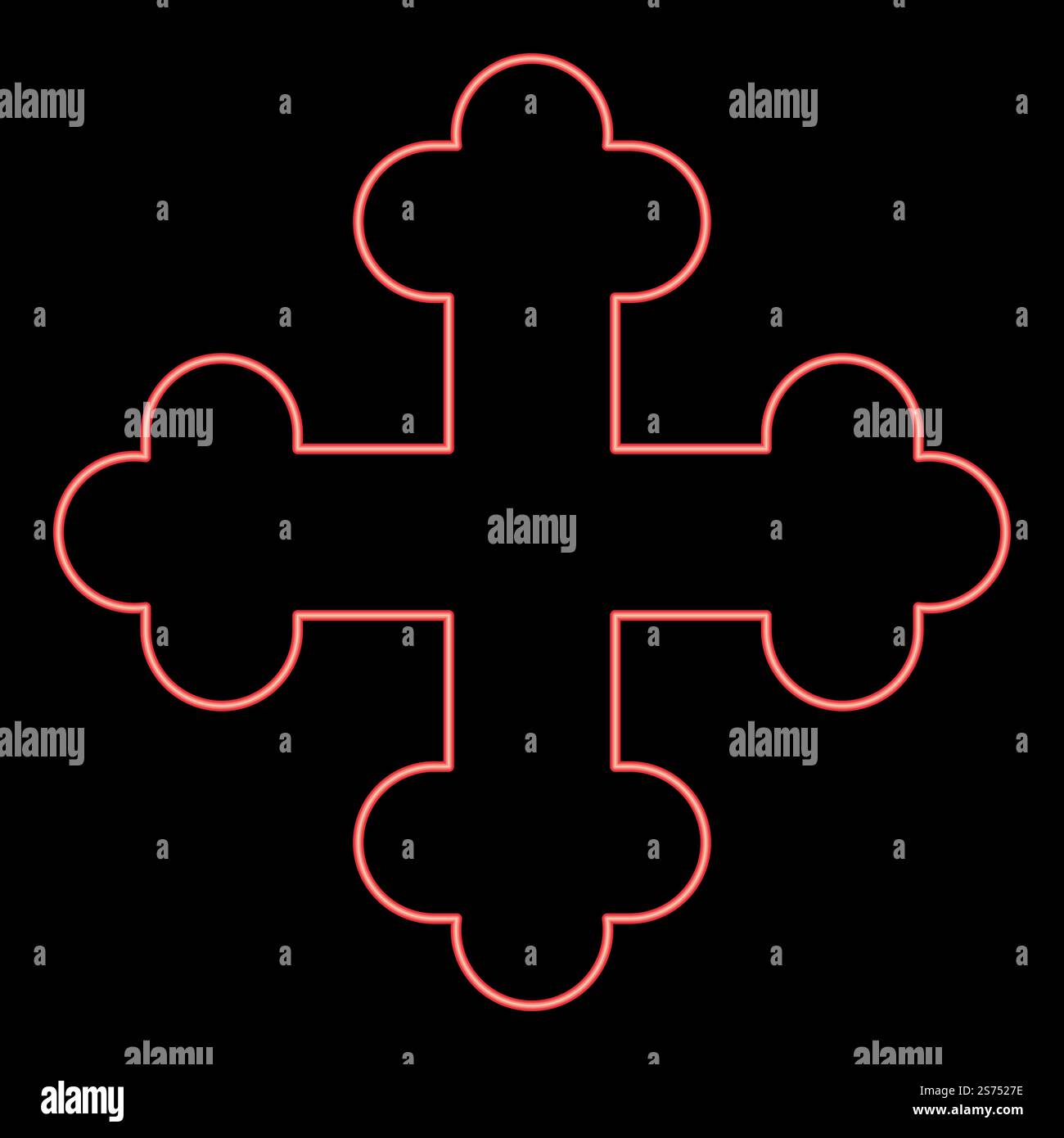 Neon cross trefoil shamrock Cross monogram Religious cross red color ...