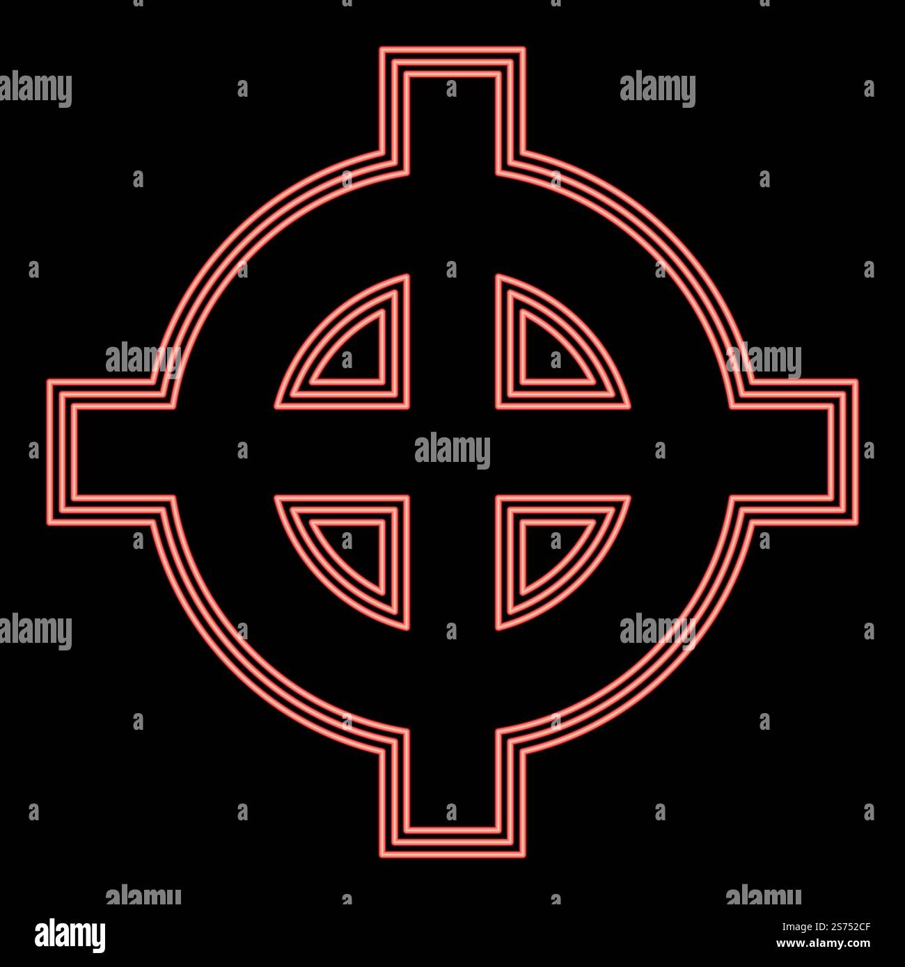 Neon celtic cross white superiority red color vector illustration image ...