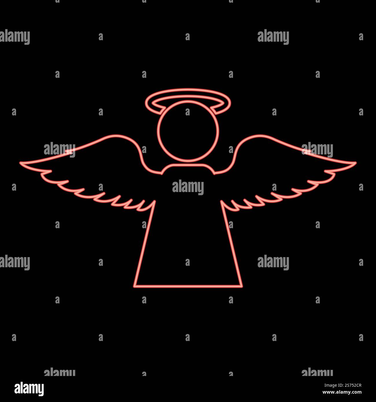 Neon angel red color vector illustration image flat style light. Neon ...