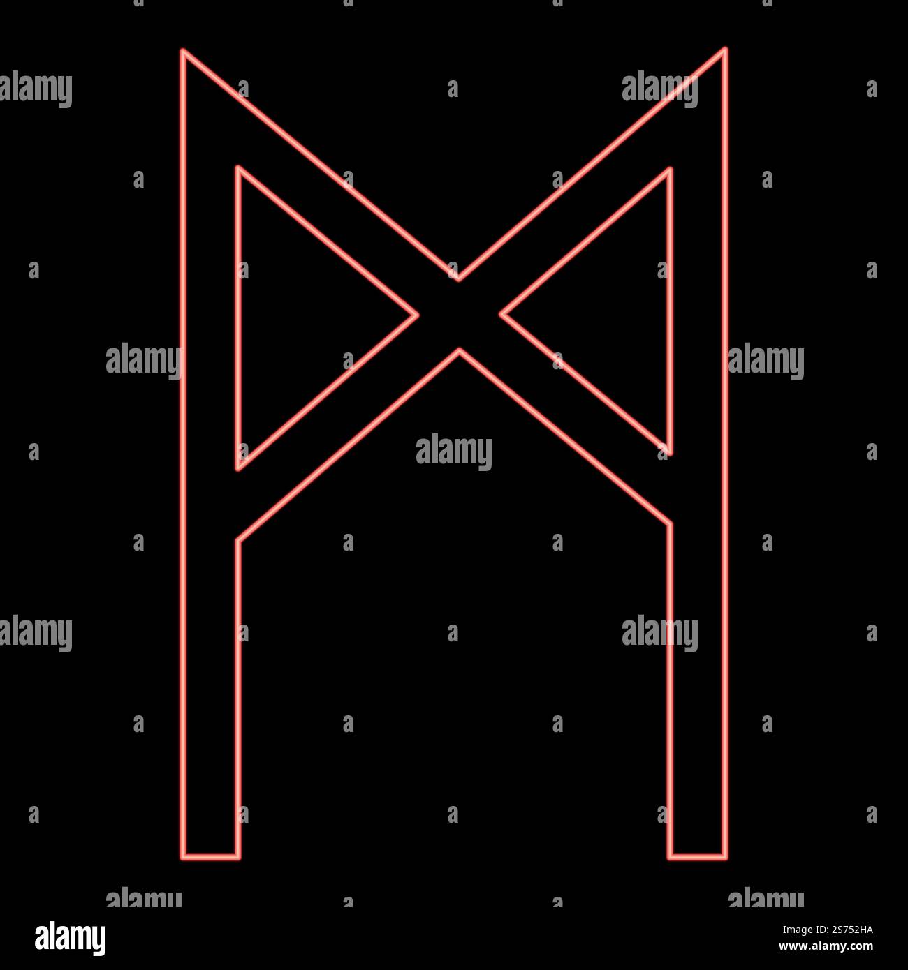 Neon mannaz rune man human symbol red color vector illustration image ...