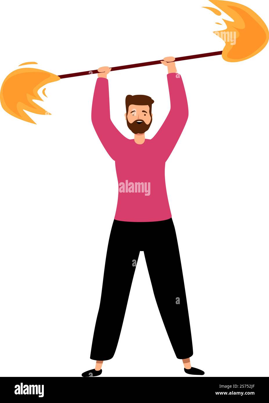 Fire barbell icon cartoon vector. Fire show. Fun fakir. Fire barbell ...